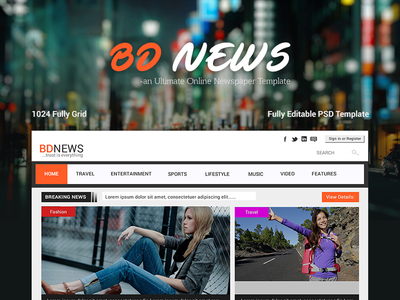 BDNEWS - Web UI/UX Design on Newspaper Template by Anjan ~ EpicPxls