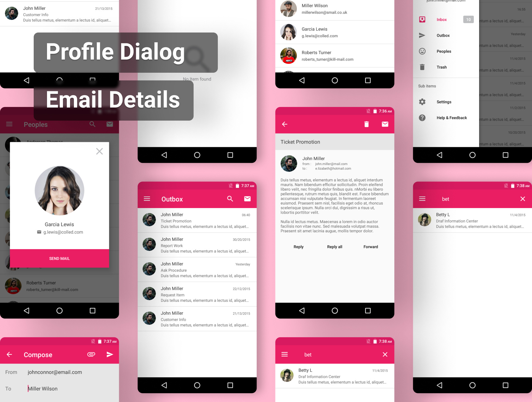 邮箱应用 - Android UI模板(Mailbox App - Android UI Template) - ui老爸_优质的ui模板和素材下载站