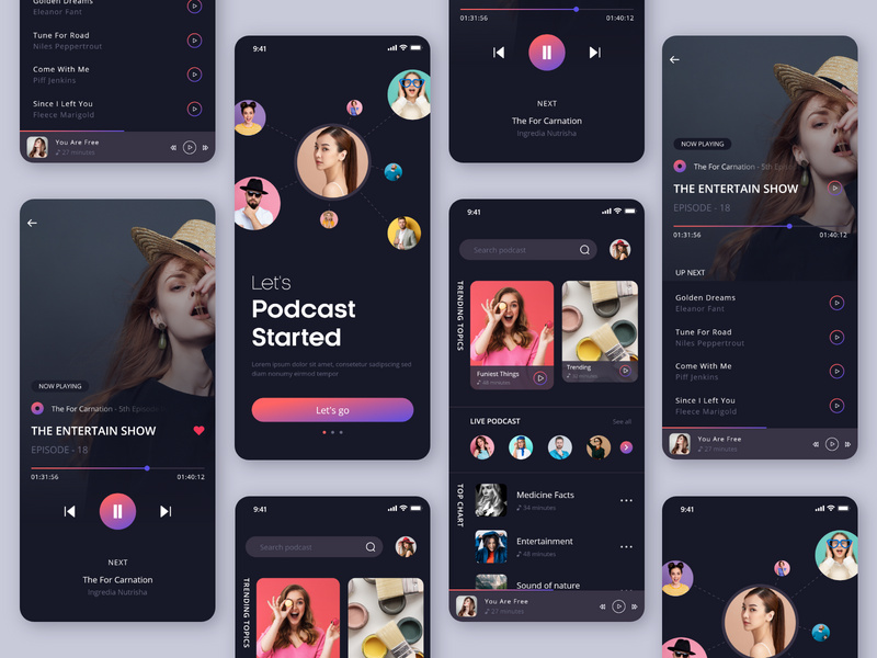Podcast App UI Kit by Iammohin ~ EpicPxls