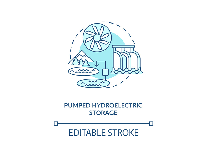 Pumped hydroelectric storage concept icon by bsd studio ~ EpicPxls