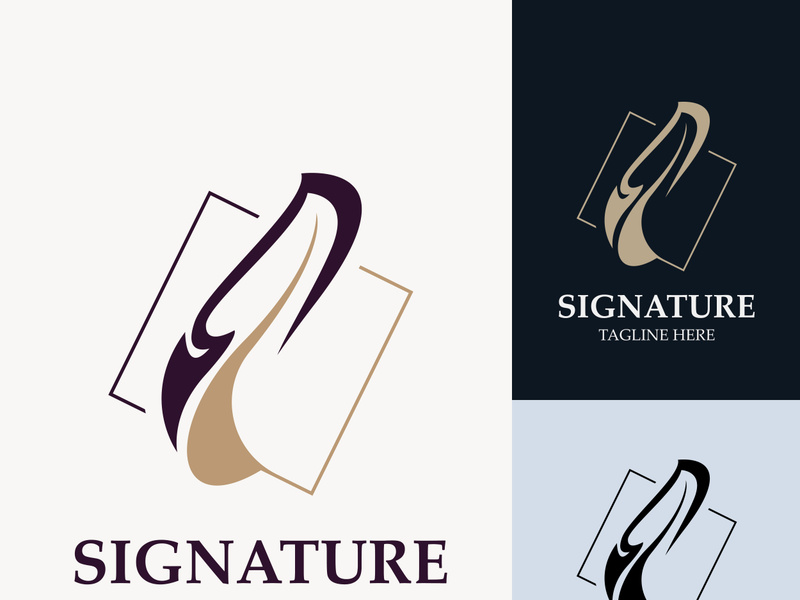 Feather and signature logo design minimalist business ~ EpicPxls
