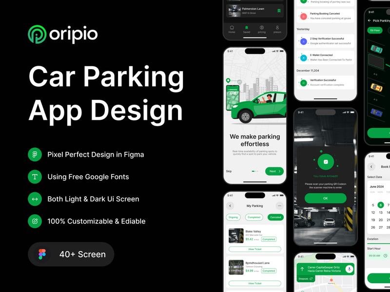 Car Parking App UI Kit by Oripio Studio ~ EpicPxls
