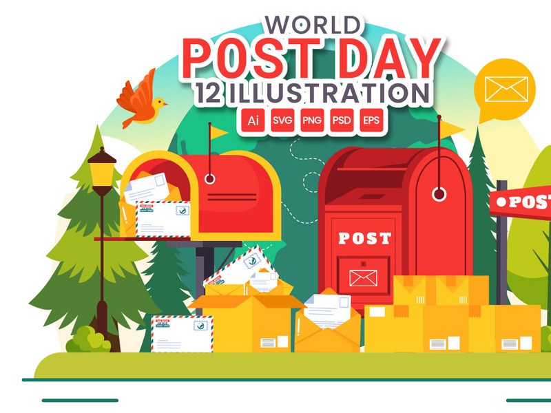 12 World Post Day Illustration by denayuneep ~ EpicPxls