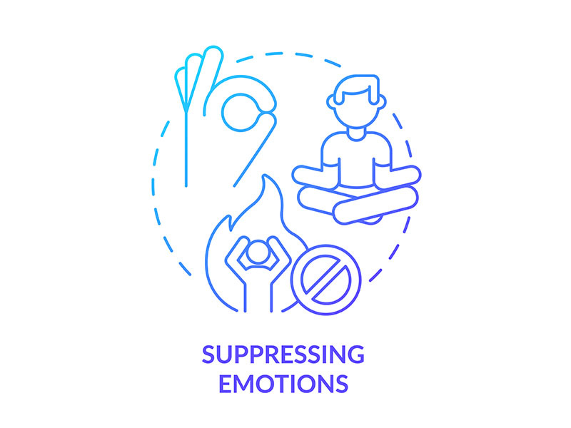 Suppressing emotions blue gradient concept icon by bsd ~ EpicPxls