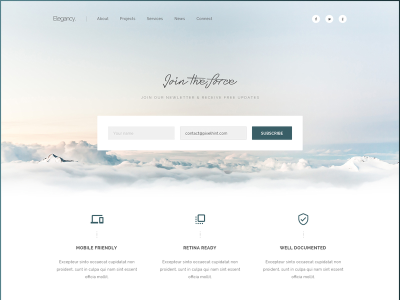 Elegancy: Single Page Template [PSD] by Pixelhint ~ EpicPxls