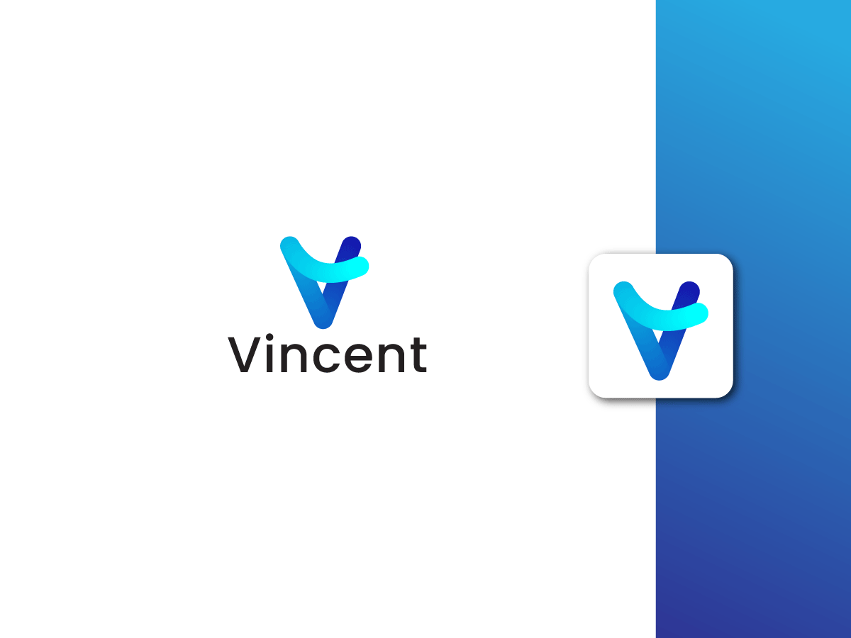 Blendy Glossy Letter V Logo Design With Mobile App Icon ~ EpicPxls