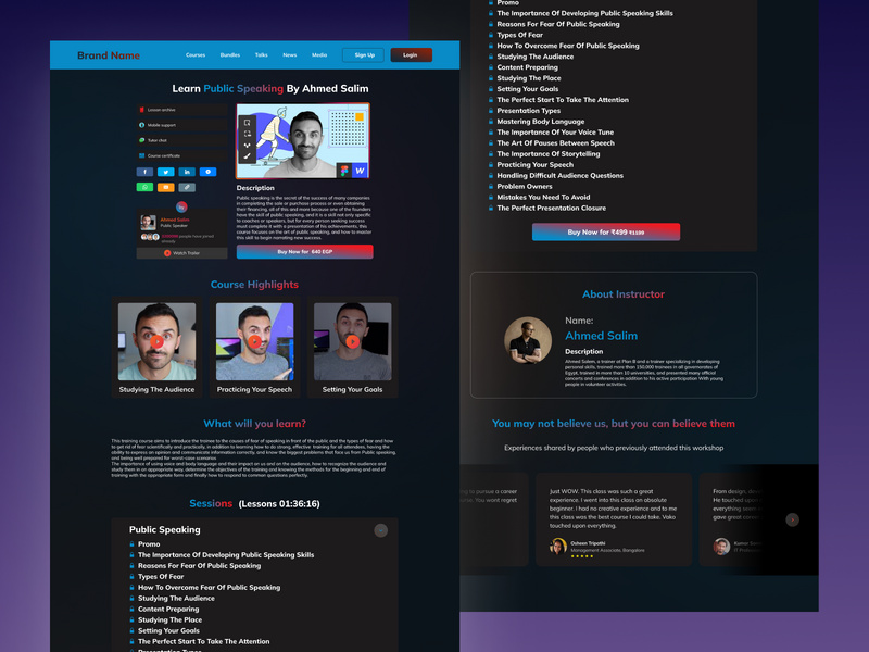 Online Course Detail Page And Dashboard Design By Shireen ~ Epicpxls