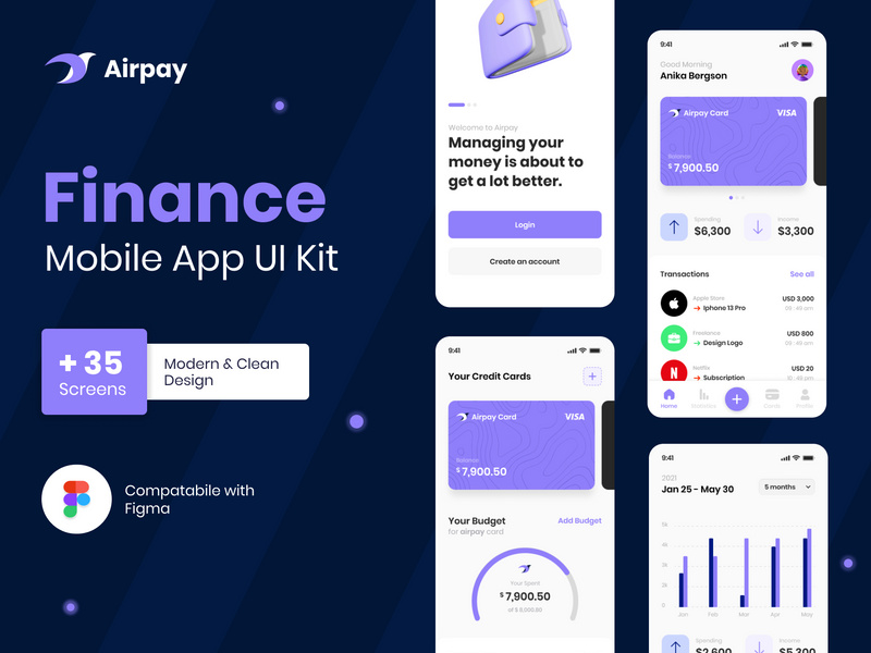 Airpay - Finance App UI Kit by Usama Memon ~ EpicPxls