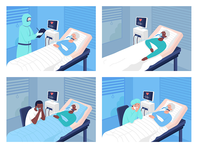 Intensive care unit in hospital flat color vector ~ EpicPxls