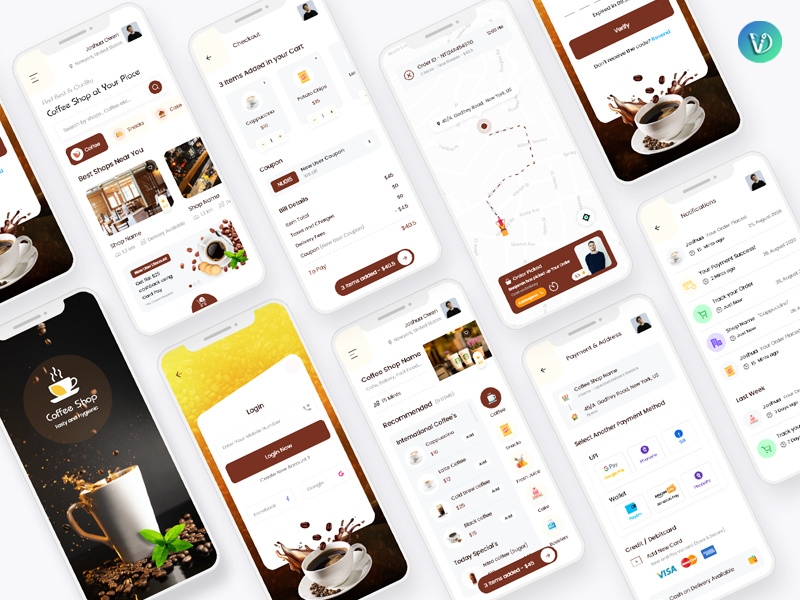 Coffee Shop Mobile App UI Kit by Kvivekdesigner ~ EpicPxls