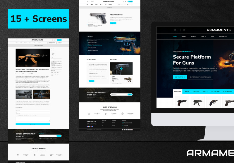 Armaments Gun Shop UI kit | Figma Design by Bitrixinfotech ~ EpicPxls