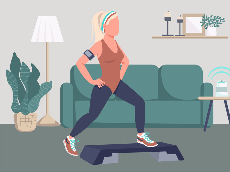 Step ups exercise flat color vector illustration by The Img ~ EpicPxls