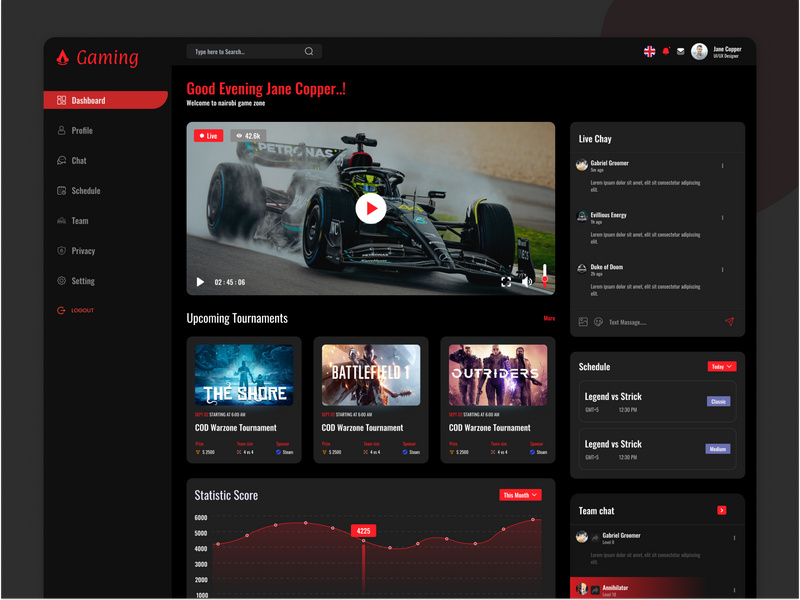 A Sleek and Intuitive Gaming Dashboard UI Design by Sk ~ EpicPxls