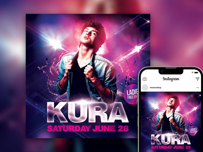 Free Amazing Splash Sparkle Electro DJ Party Instagram Post ~ EpicPxls