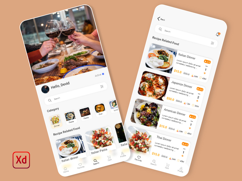 Food Recipe Mobile App UI by Themes Fusion ~ EpicPxls