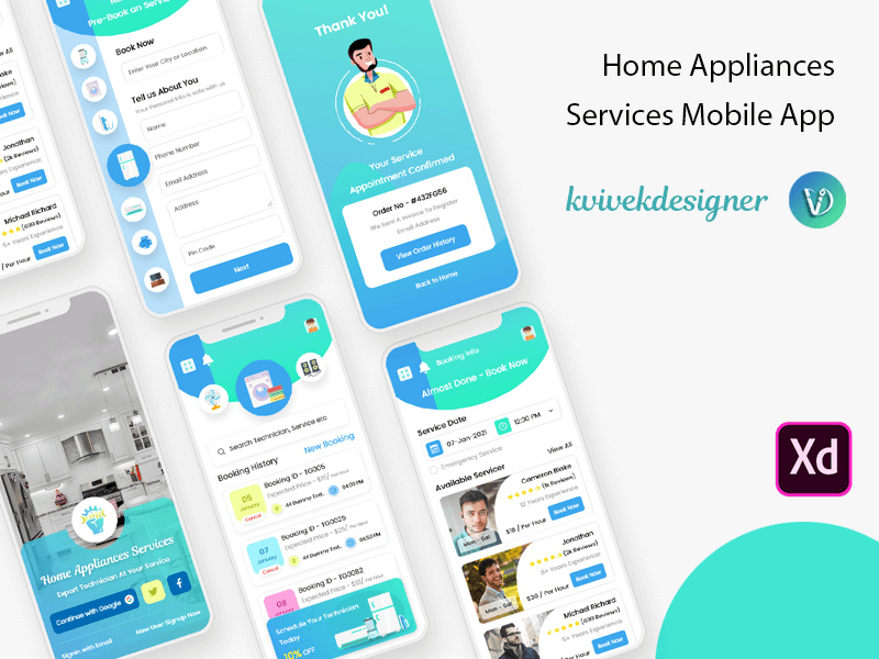 Home Appliances Service Mobile App UI Kit by Kvivekdesigner ~ EpicPxls