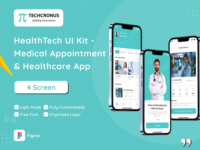 HealthTech UI Kit - Medical Appointment & Healthcare App by ~ EpicPxls