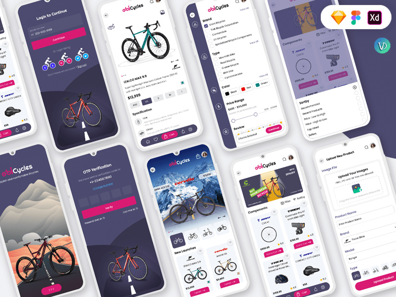 Bicycle Store Mobile App UI Kit by Kvivekdesigner ~ EpicPxls