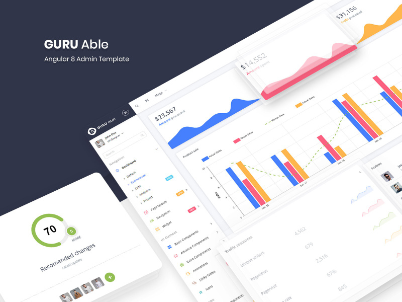Guru Able Angular Admin Template by Codedthemes ~ EpicPxls