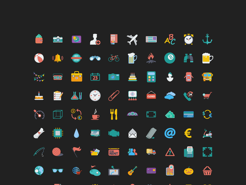 Colorful Web Design Icons by Dribbble Graphics ~ EpicPxls