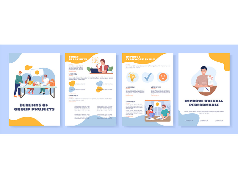 Group projects flat vector brochure template by The Img ~ EpicPxls