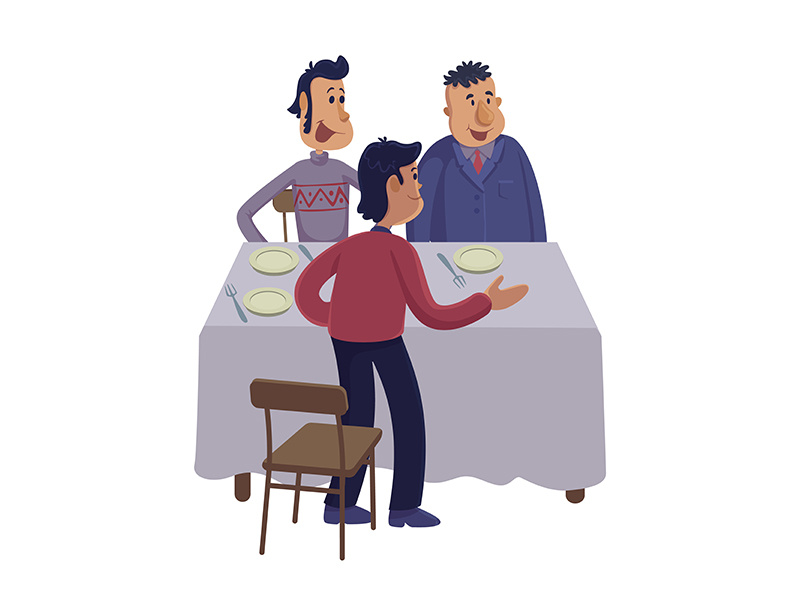 Group of men at table flat cartoon vector illustration by ~ EpicPxls