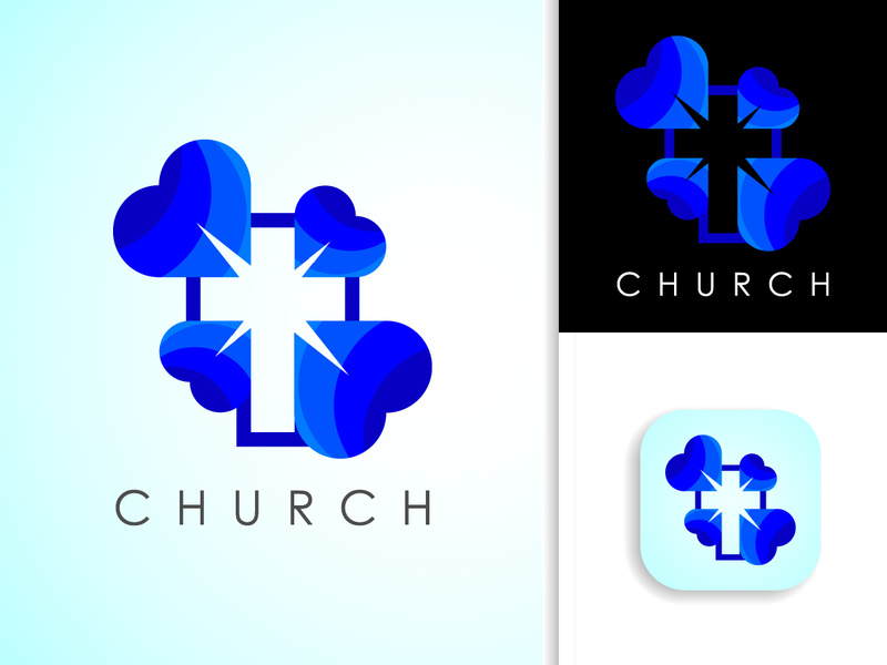 Church colorful logo. Christian sign symbols. The cross of ~ EpicPxls