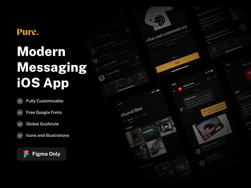 Pure - Messenger UI Kit for Figma by Alexandr Herzog ~ EpicPxls