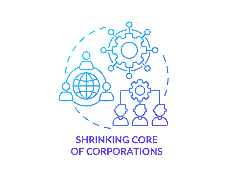 Shrinking core of corporations blue gradient concept icon ~ EpicPxls