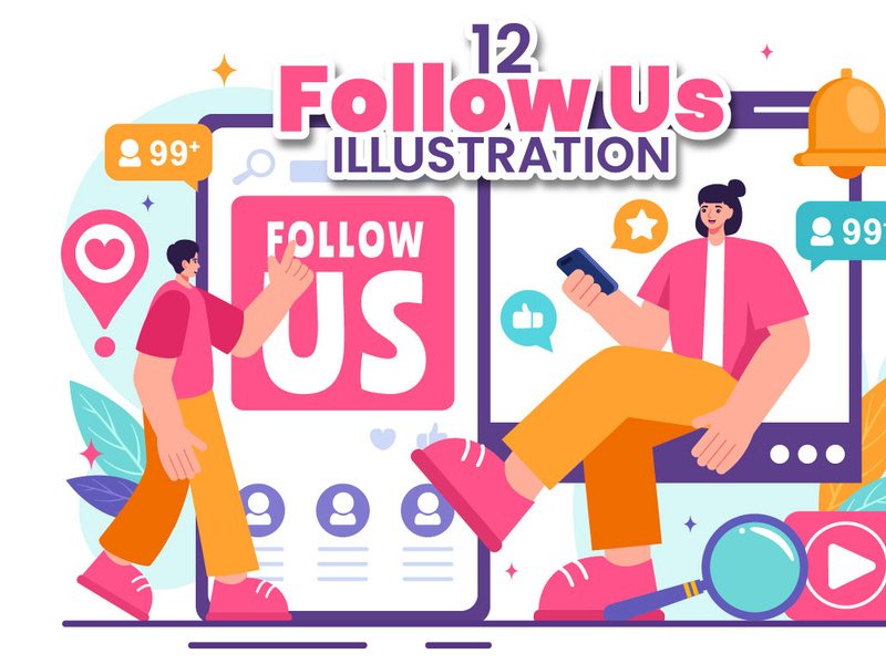 12 Follow Us and Like Illustration by denayuneep ~ EpicPxls