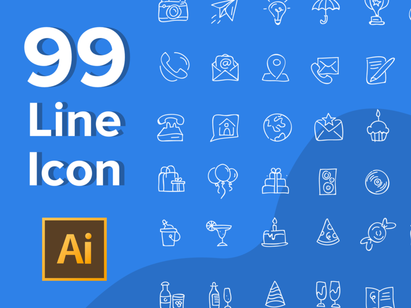 99 Line Drawing Icon Set VS2 by GURELME ~ EpicPxls