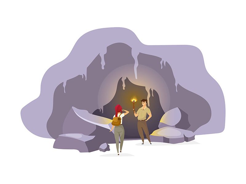 Explorers in cave flat vector illustration by The Img ~ EpicPxls