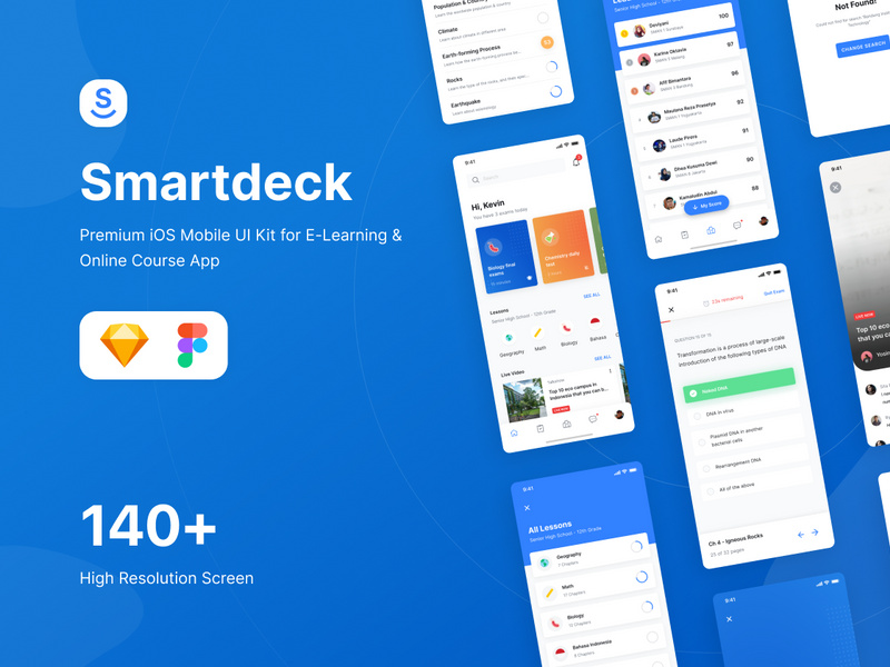 Smartdeck Mobile E-Learning App UI Kit by Agensip ~ EpicPxls
