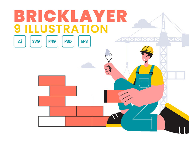 9 Bricklayer Worker Illustration by denayuneep ~ EpicPxls