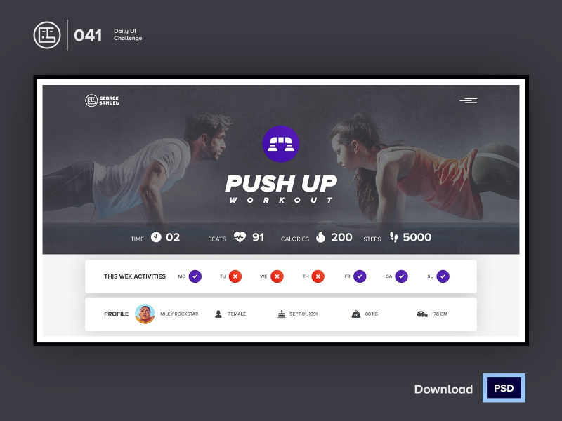 Workout Tracker Dashboard | Daily UI challenge - Day ~ EpicPxls