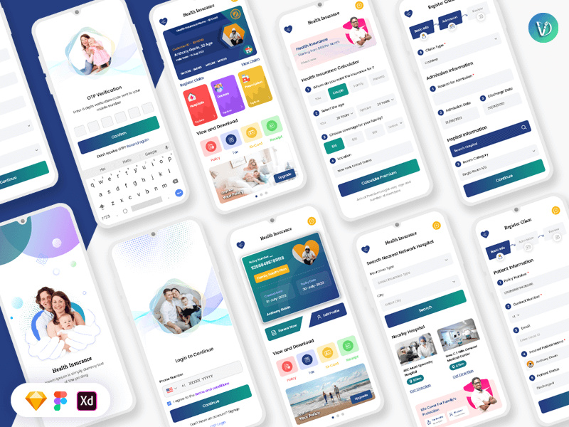 Health And General Insurance Mobile App Ui Kit By ~ Epicpxls 