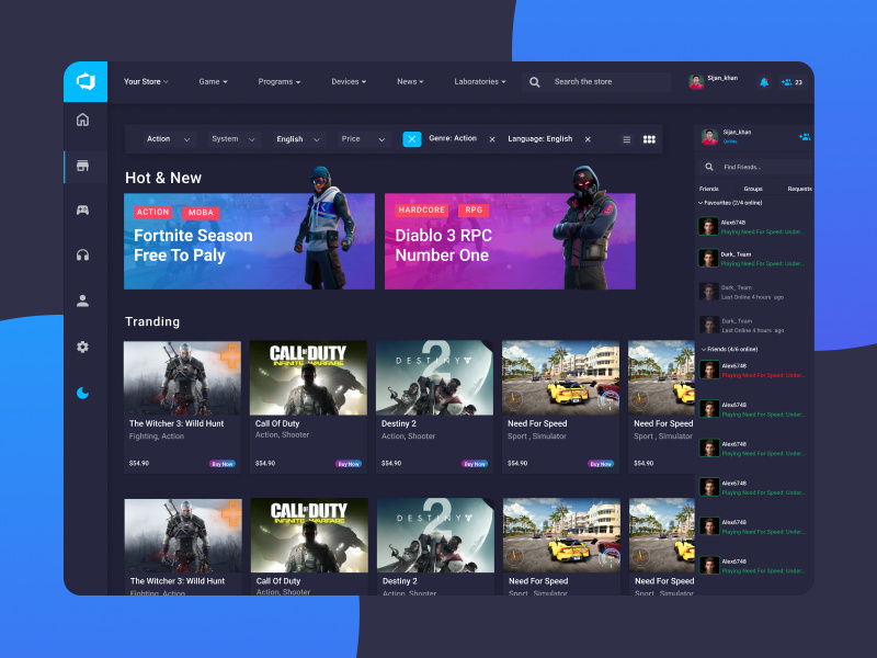 𝖦𝖺𝗆𝗂𝗇𝗀 𝖣𝖺𝗌𝗁𝖻𝗈𝖺𝗋𝖽 ui design by ZIHAD UL ISLAM ~ EpicPxls