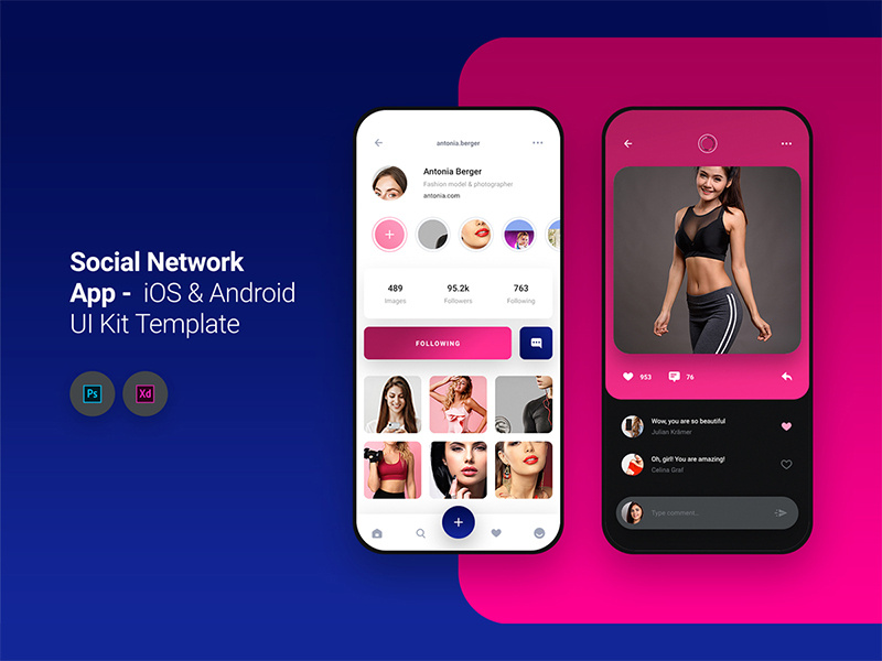 Social Network App UI Kit by SB Trading ~ EpicPxls
