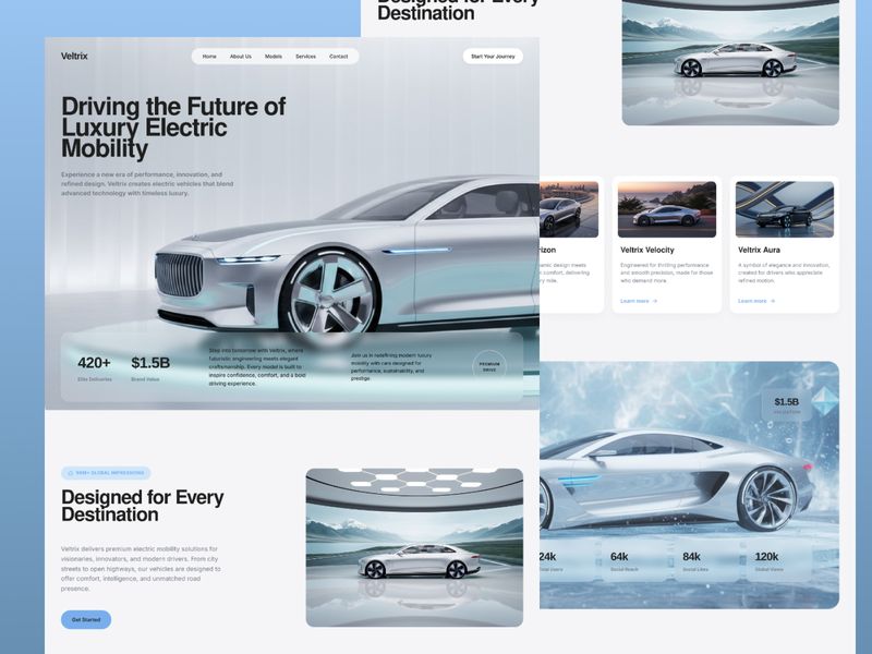 Luxury Electric Car Website UI Design | Futuristic Landing ~ EpicPxls