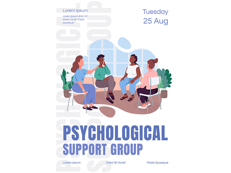 Psychological support group poster flat vector template by ~ EpicPxls
