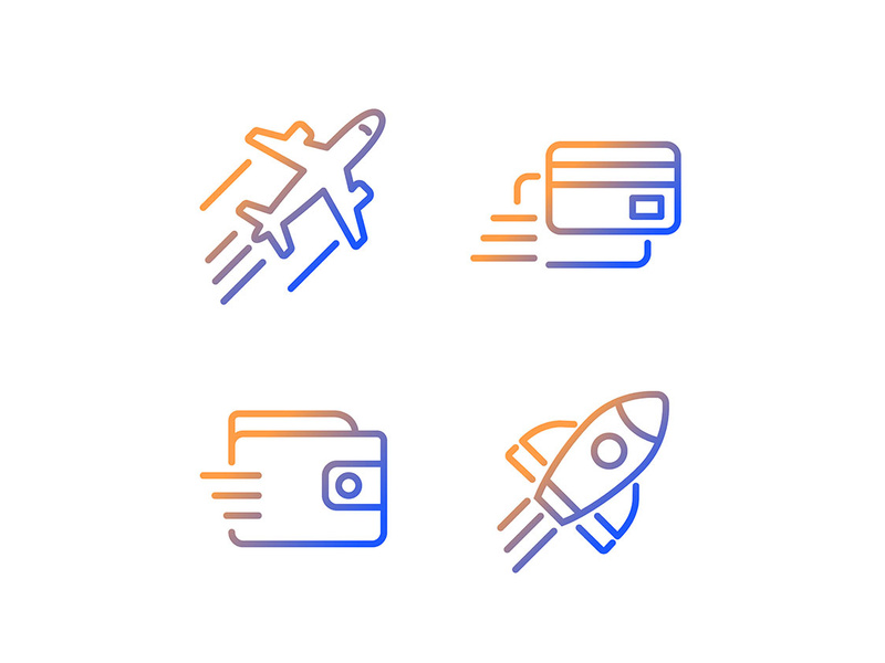 Flying transport gradient linear vector icons set by bsd ~ EpicPxls