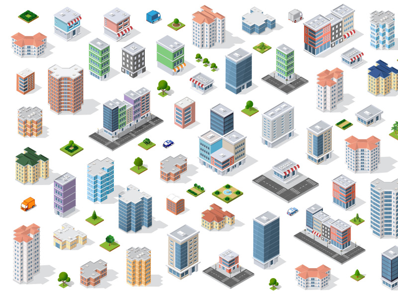 Isometric Bundle Buildings by Alex Zel ~ EpicPxls