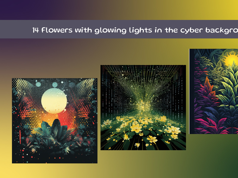 Flowers with glowing lights in the cyber background by ~ EpicPxls