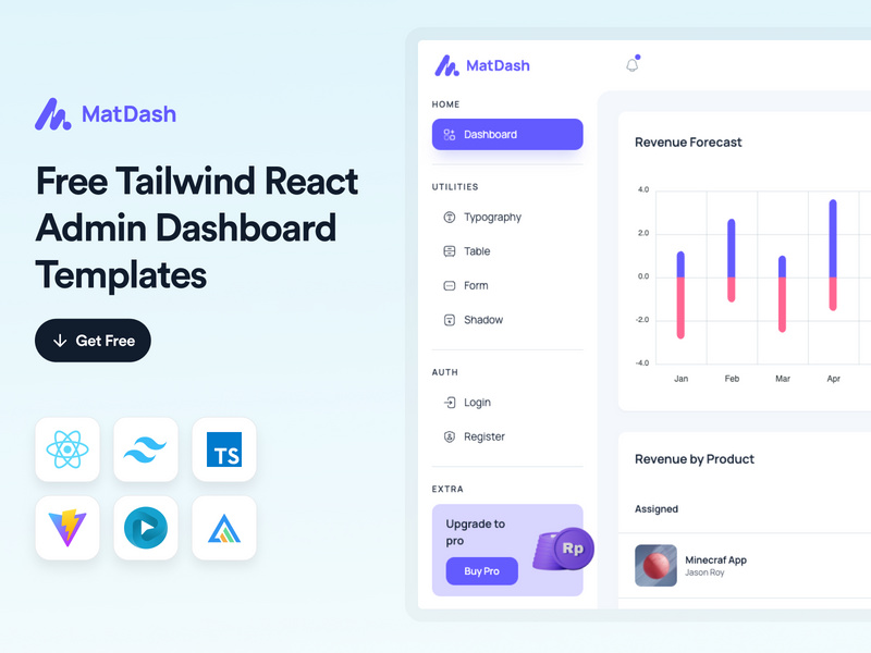 Matdash Free Tailwind React Admin Dashboard Template by ~ EpicPxls