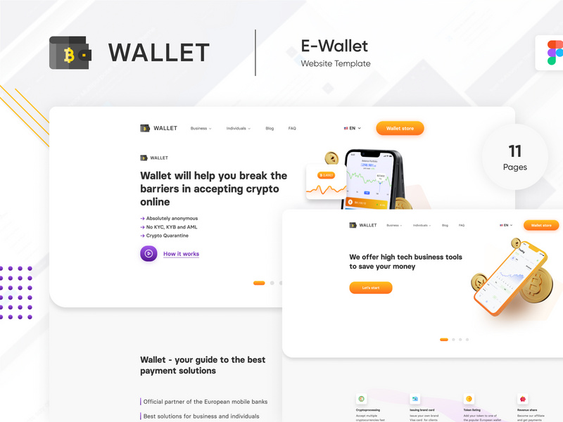 E-wallet Crypto Trading UI Template Figma Photoshop by ~ EpicPxls