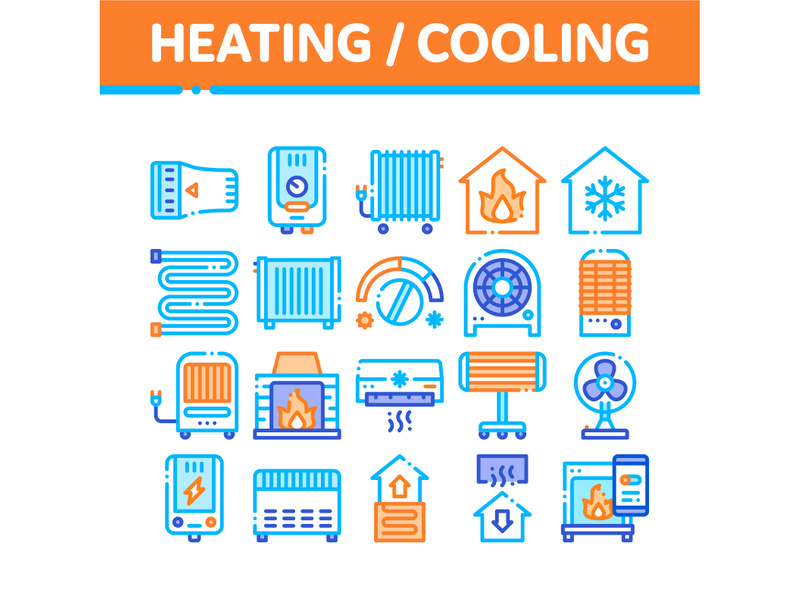 Heating And Cooling Collection Vector Icons Set by ~ EpicPxls
