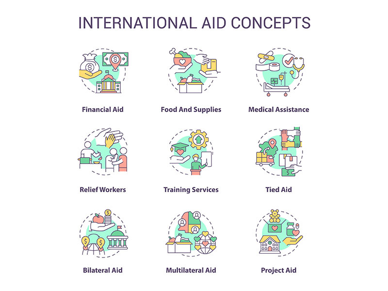 International aid concept icons set by bsd studio ~ EpicPxls