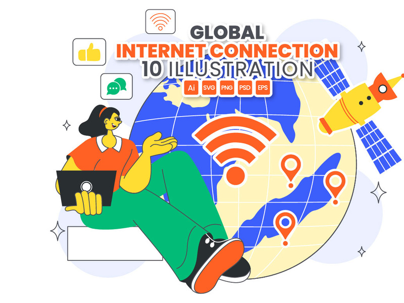 10 Global Internet Connection Illustration by denayuneep ~ EpicPxls