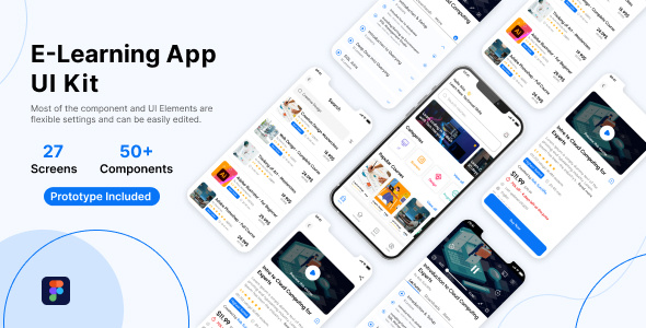 E-Learning App UI Kit Template by Mubashir Saleem ~ EpicPxls