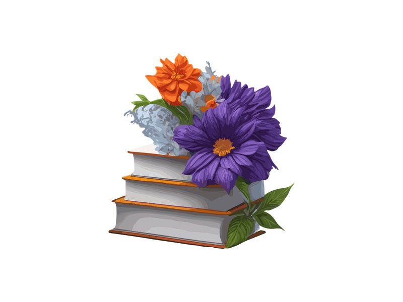 Vector Illustration Books decorated by flowers by ~ EpicPxls
